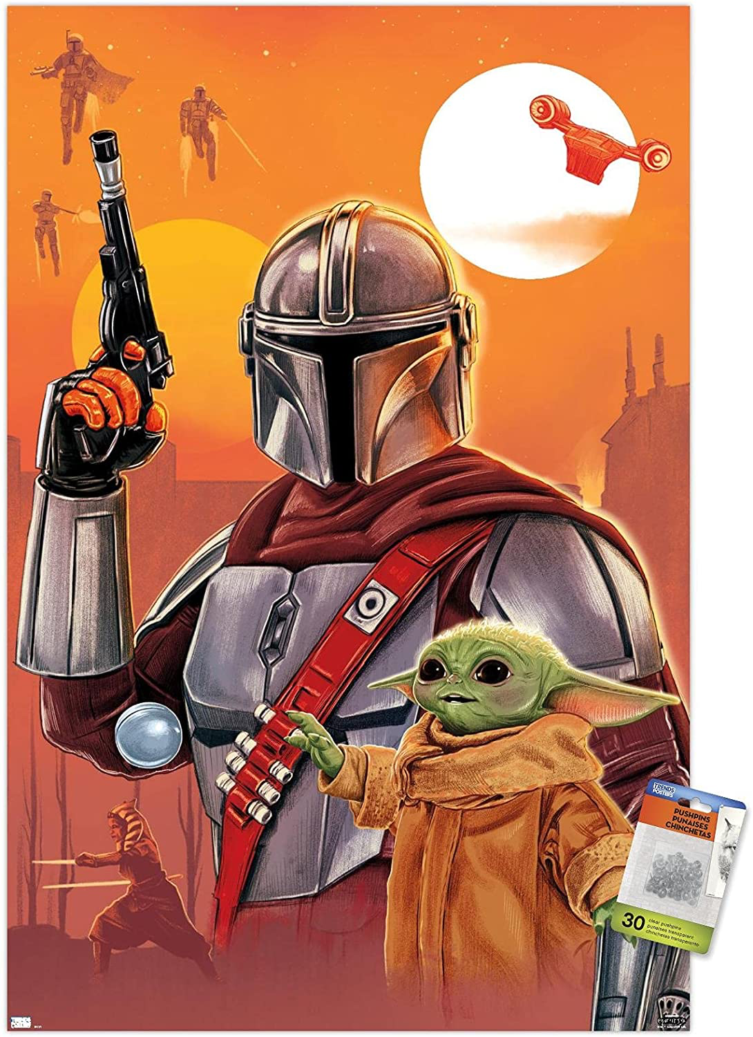 New The Mandalorian Mando and The Child Doaly Wall Poster available ...