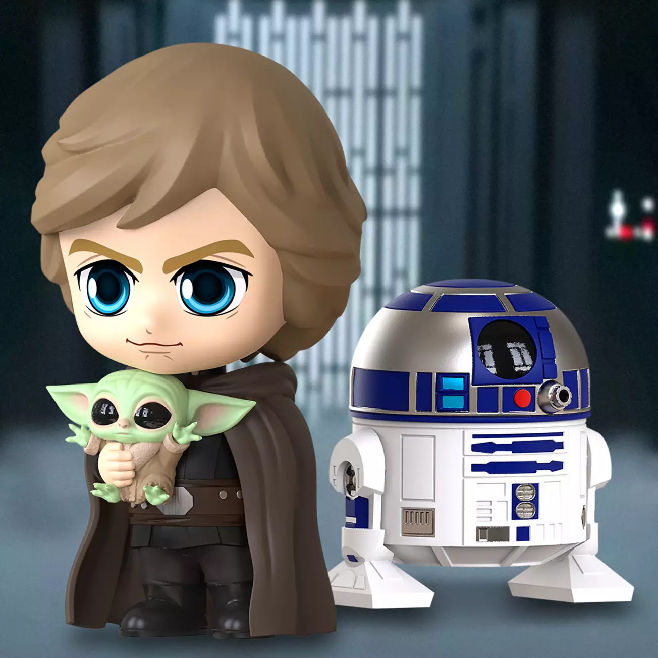 New The Mandalorian Luke Skywalker, R2-D2 and Grogu Bobble Head Toy Set ...